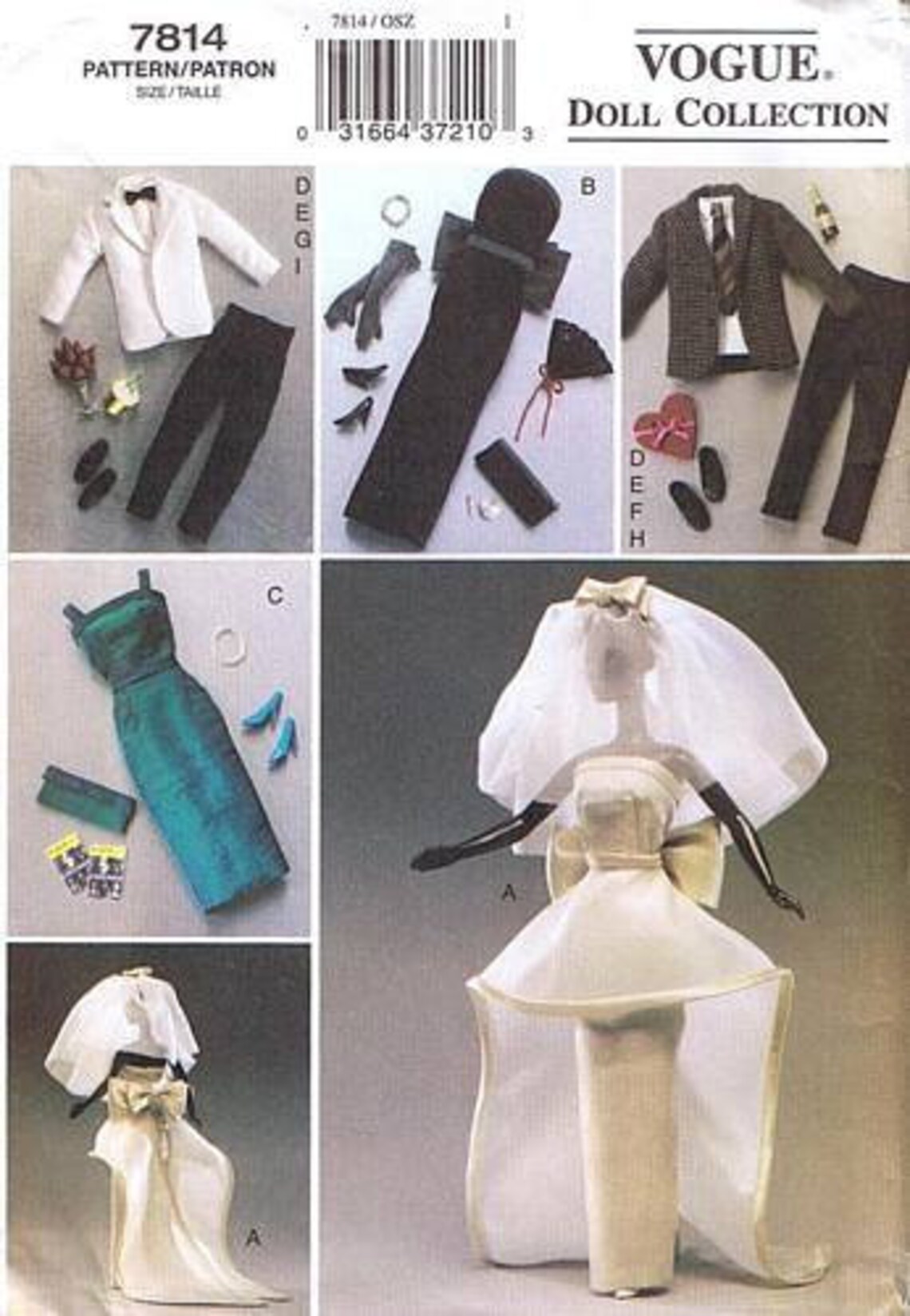 Vogue 7814 Special Occasion, Bridal, Wedding Clothes Pattern for Barbie ...