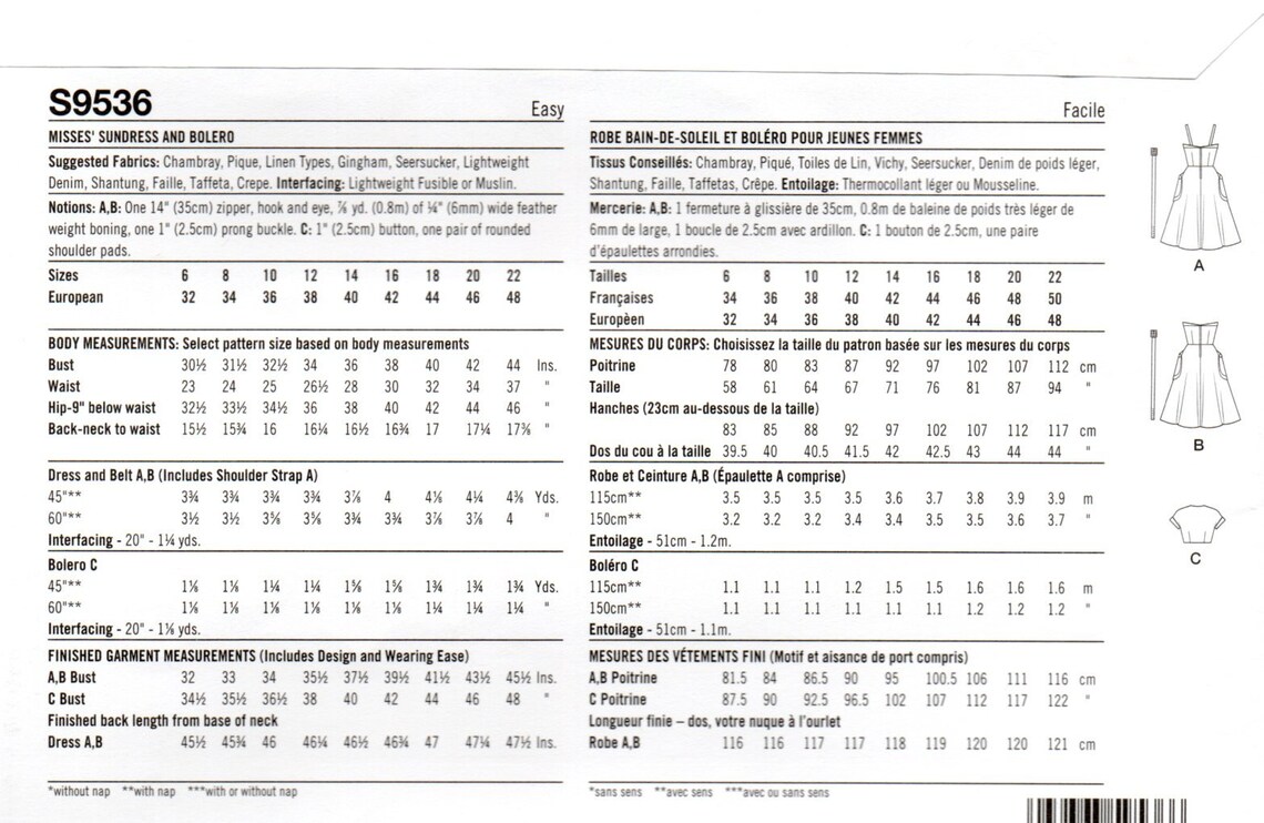 1950's Style Sundress and Bolero Simplicity 9536 Vintage - Etsy