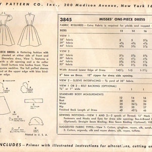 50's Vintage Simplicity 3845 Full Skirt Dress Pattern Bust 32 - Etsy