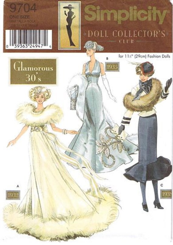Simplicity 9704 Glamorous 30's Fashion Doll Barbie - Etsy