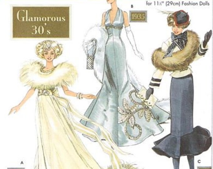 Simplicity 9704 Glamorous 30's Fashion Doll Barbie Wardrobe Pattern - Etsy