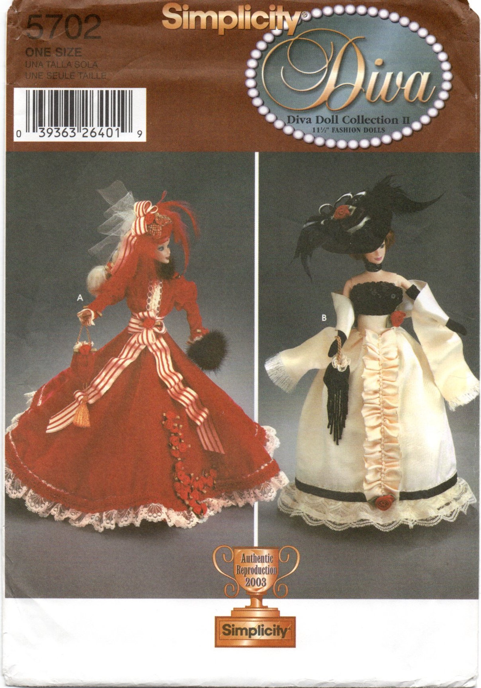 Simplicity 5702 Diva Doll Collection II Pattern for Barbie and Fashion ...
