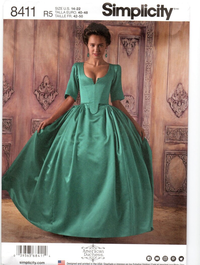 18th Century Gown and Panniers Simplicity 8411 Costume Pattern Choose ...