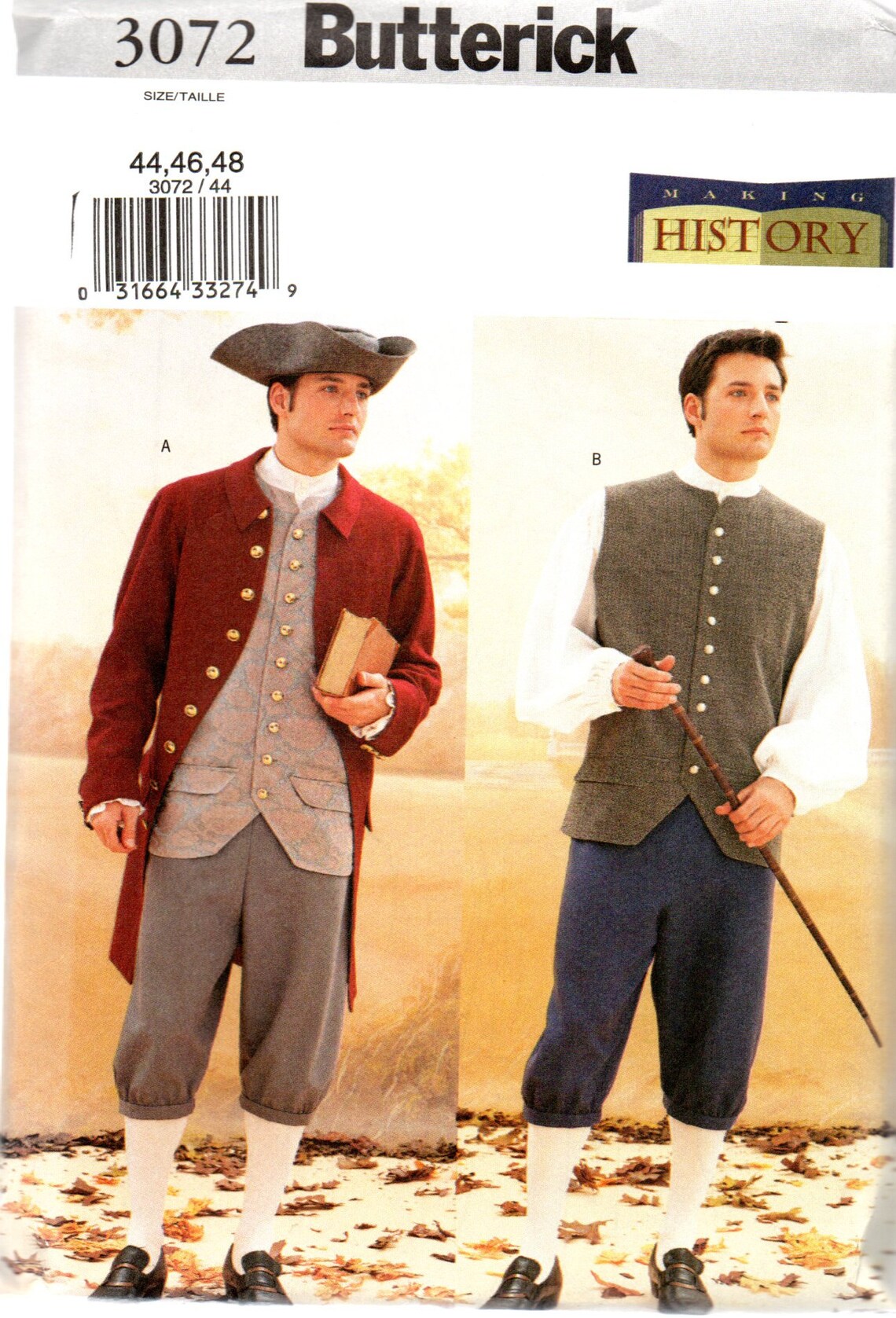 Butterick History 3072 Colonial Breeches Shirt Coat Vest - Etsy