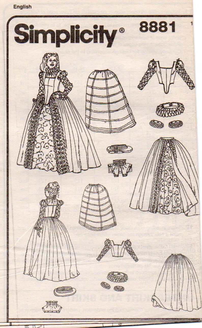 Simplicity 8881 Elizabethan Gown Neck Ruff Bum Roll - Etsy