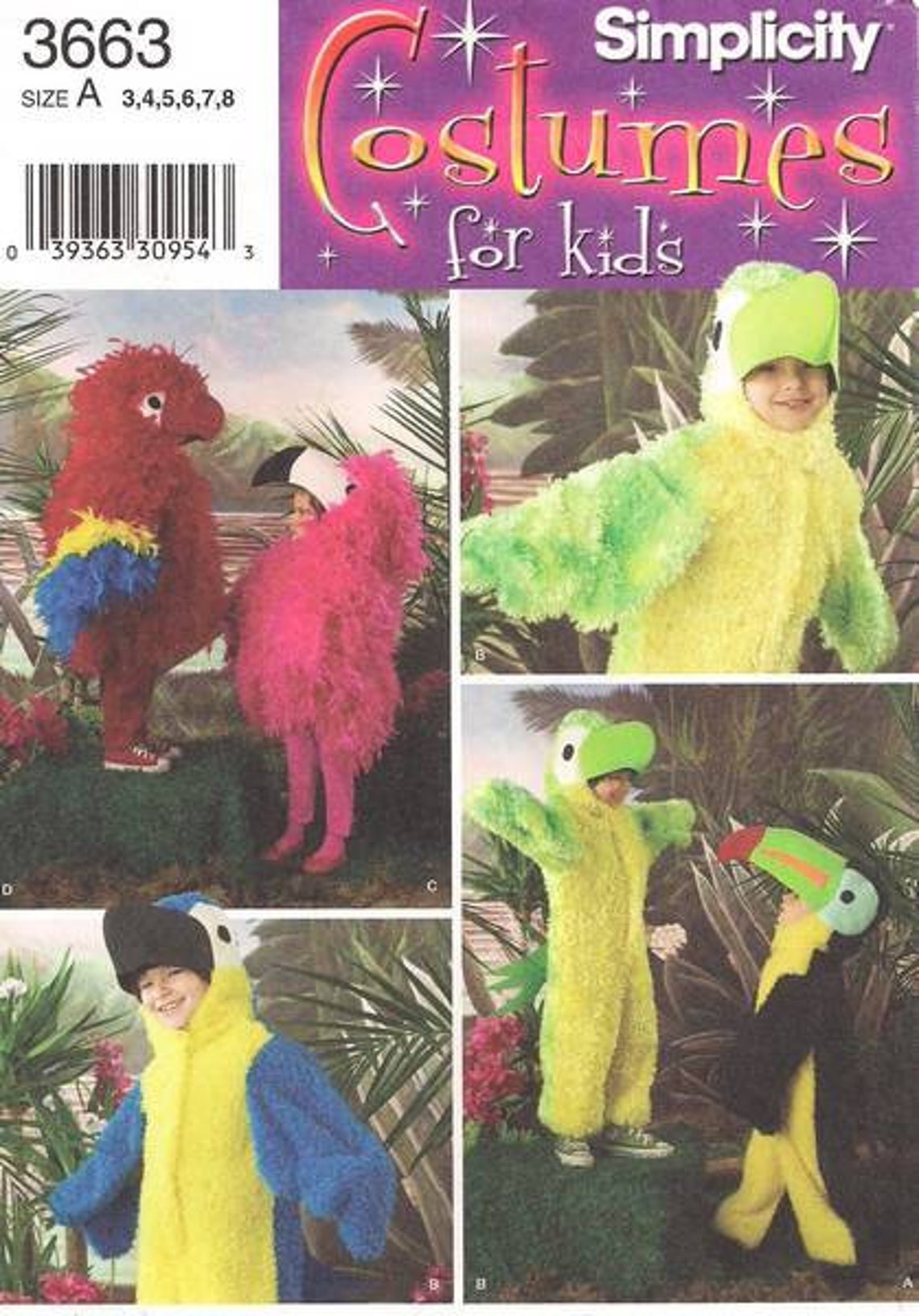 Simplicity 3663 Childs Bird Costumes Pattern 3-8 - Etsy