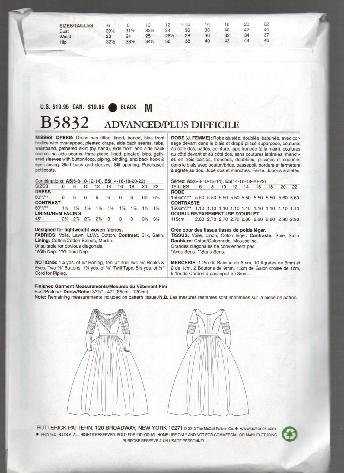 Butterick 5832 Civil War Era Day Dress Choose Size | Etsy