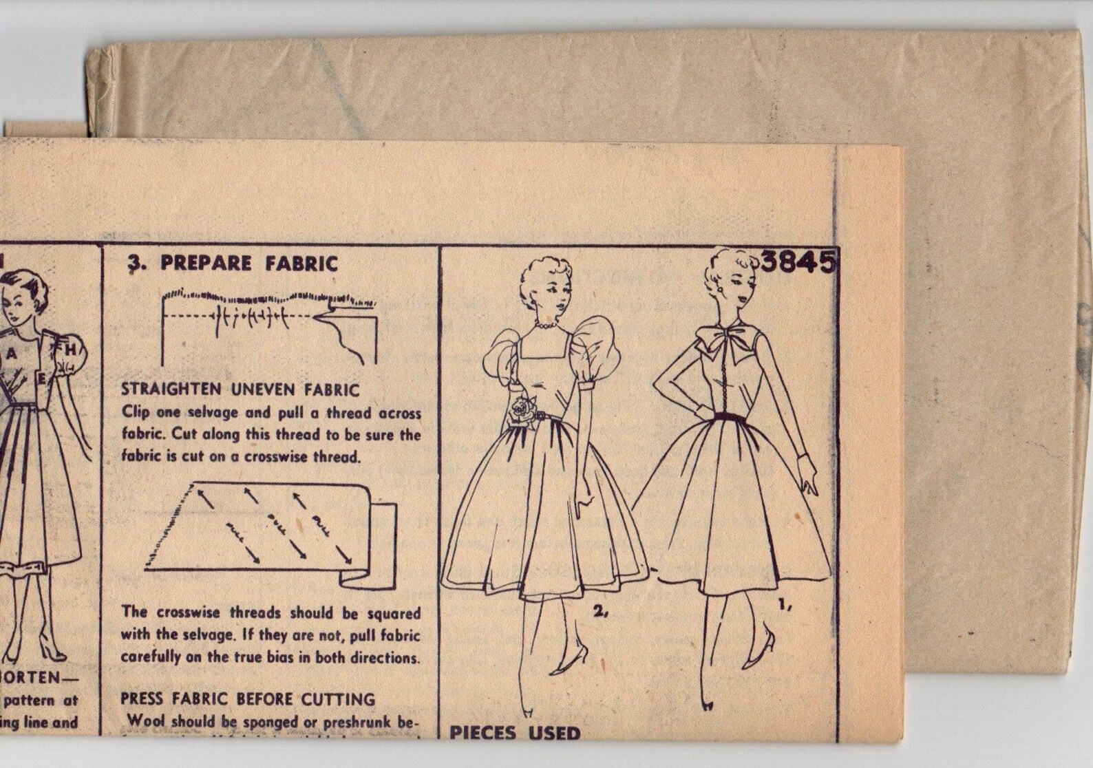 50's Vintage Simplicity 3845 Full Skirt Dress Pattern Bust - Etsy
