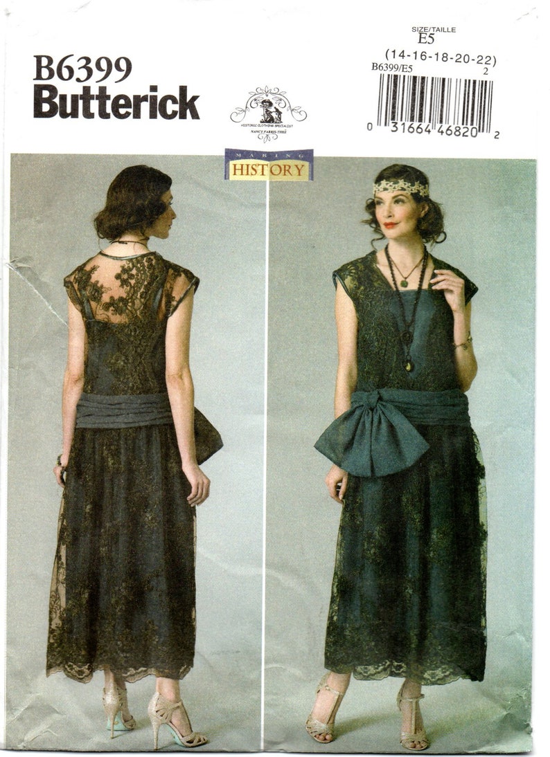 Flapper Roaring 20's Overlay Dress Pattern Butterick 6399 - Etsy
