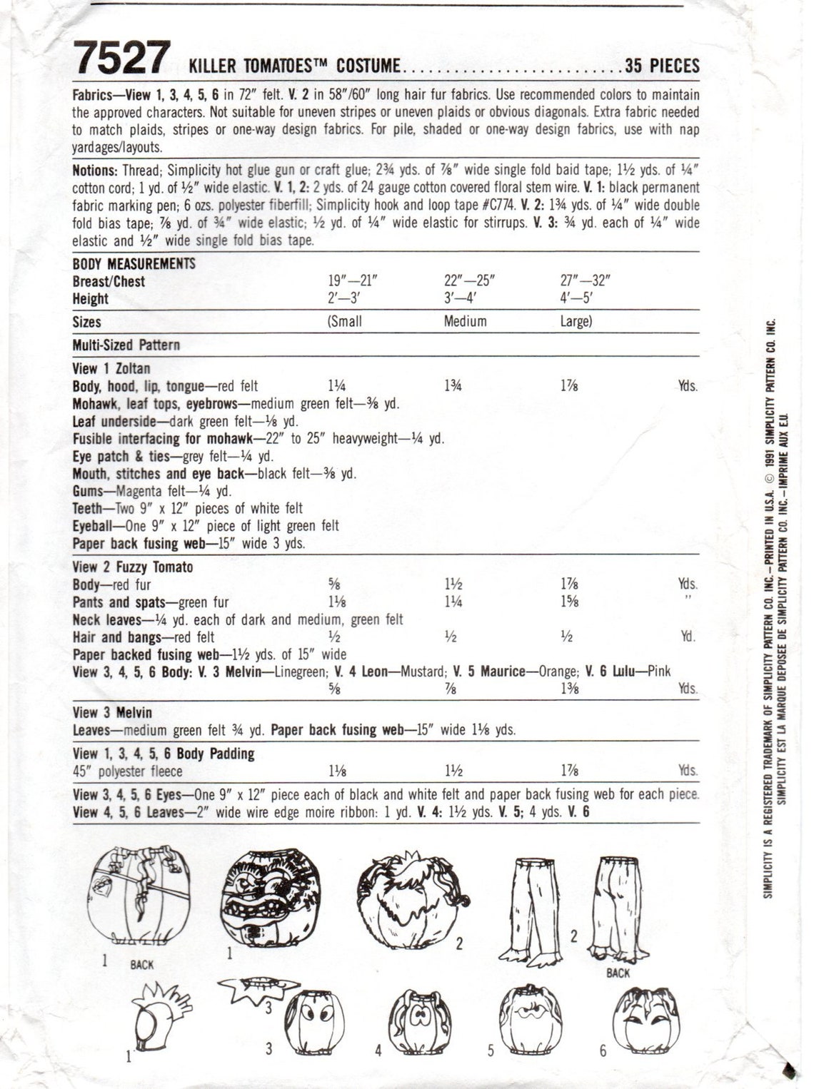 Simplicity 7527 Attack of Killer Tomatoes Costume Pattern | Etsy