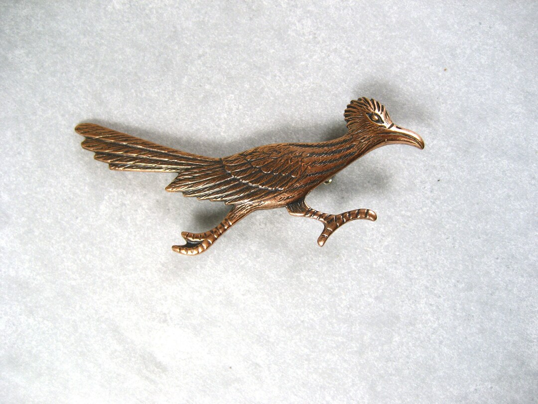 Vintage Stamped Copper Road Runner Pin Brooch - Etsy