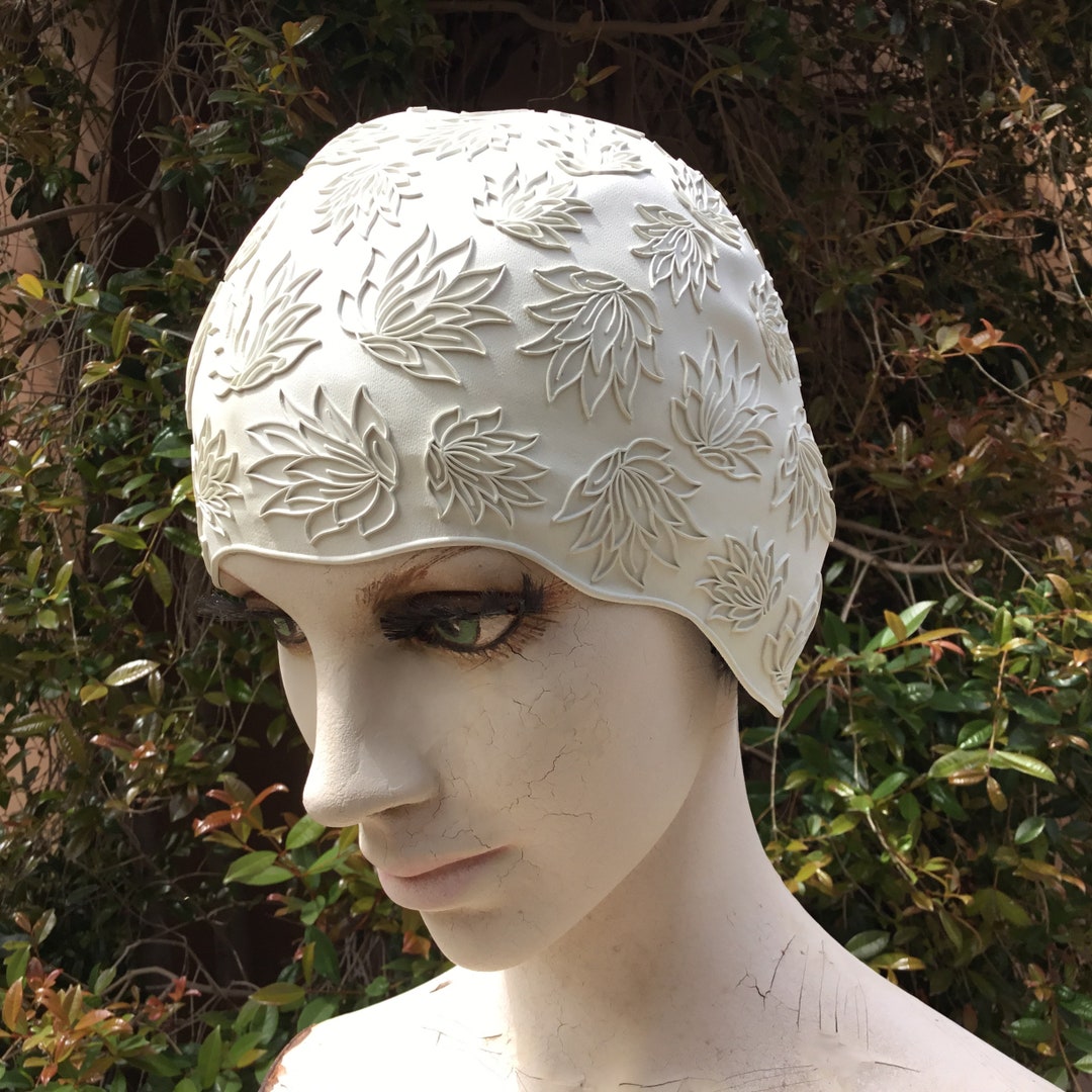 Vintage Lot of 2 Jantzen Embossed White Rubber Bathing Swim Caps - Etsy