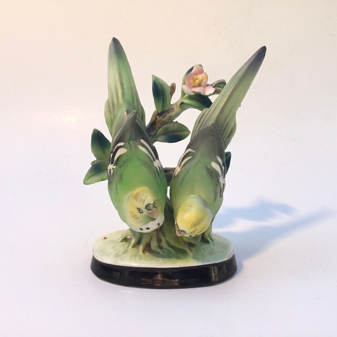 Vintage Ucagco Ceramic Parakeet Hand Painted Figurine. Made in Japan. 6 ...