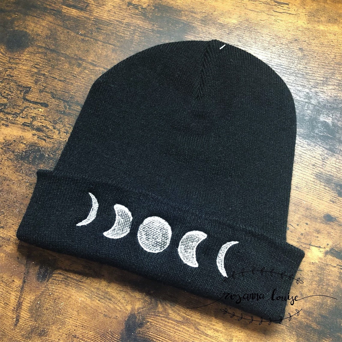 Moon Phases Embroidered Beanie, Adult Winter Hat, Cute Kawaii Aesthetic ...