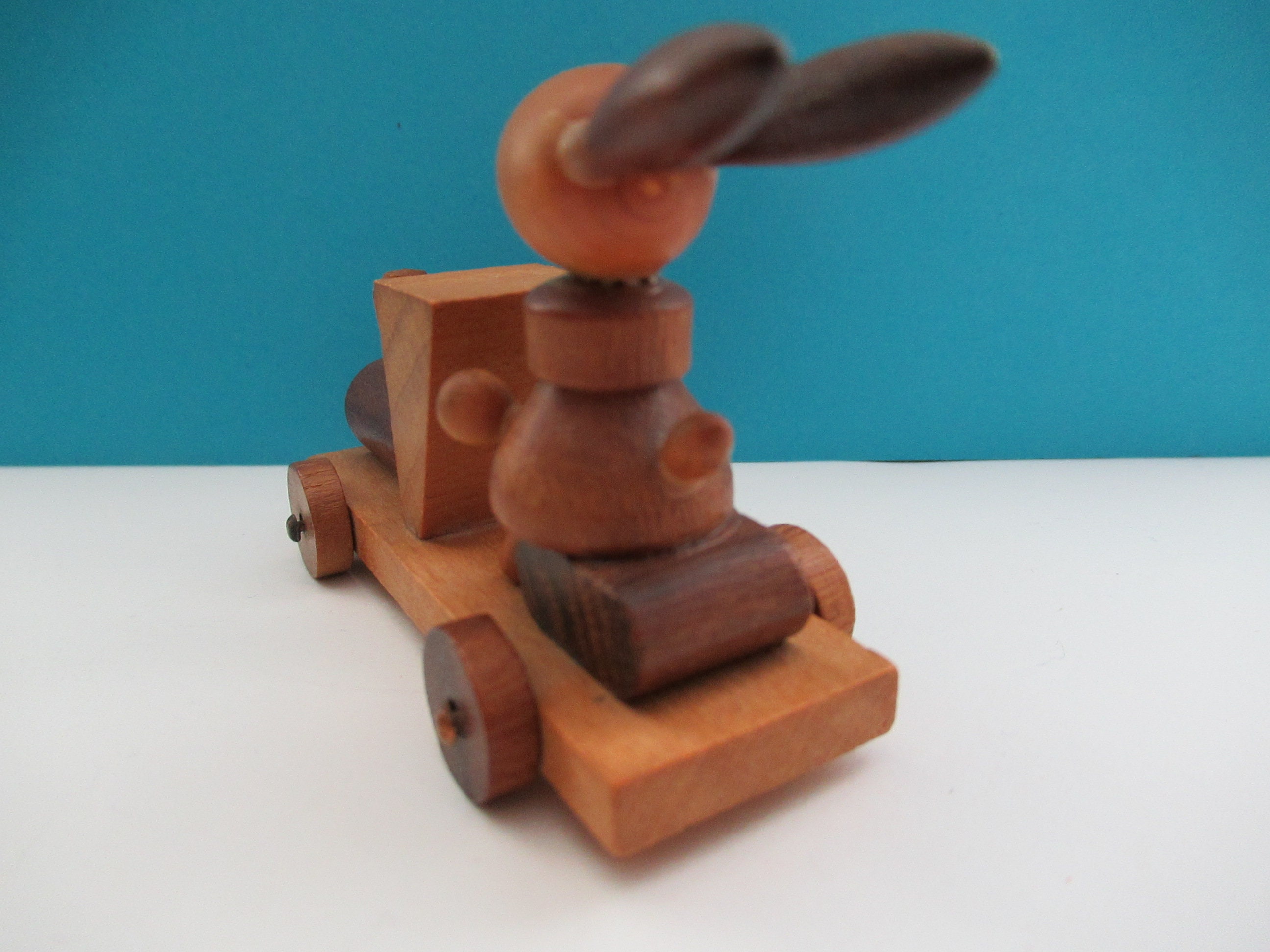 Miniature Wooden Rabbit Figurine in Locomotive, Goula Spain,vintage ...