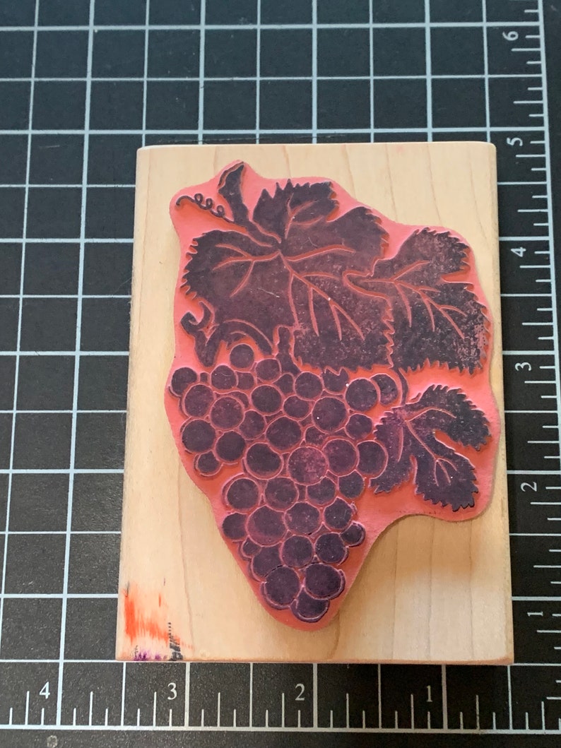 BOLD GRAPES Wood Rubber Stamp in the Hand N-1987 - Etsy