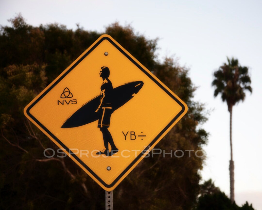 Surfer Crossing Sign California Beach Home Decor Nautical Wall Art ...