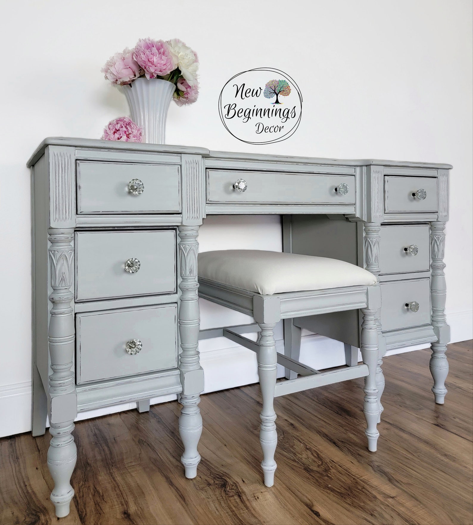 SOLD Example....chalk Painted Vintage Makeup Vanity With - Etsy