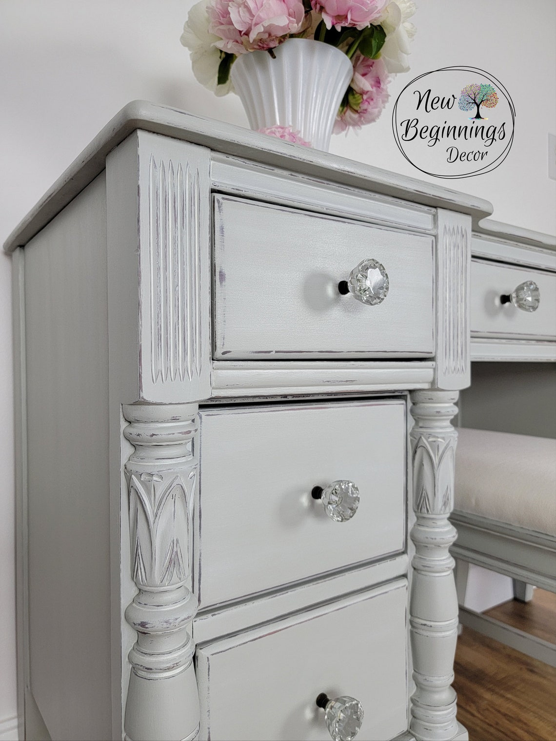 SOLD Example....chalk Painted Vintage Makeup Vanity With - Etsy