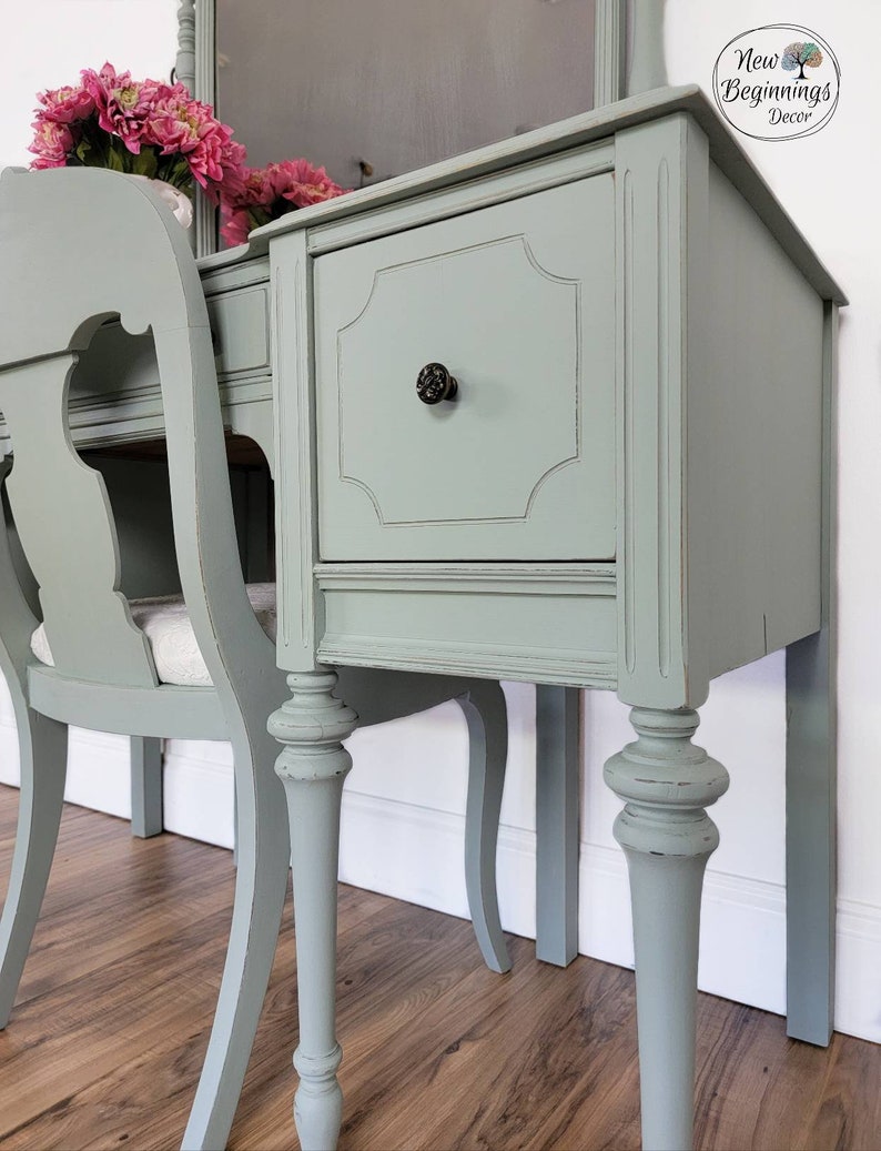 Sold....painted Antique Makeup Vanity Table With - Etsy