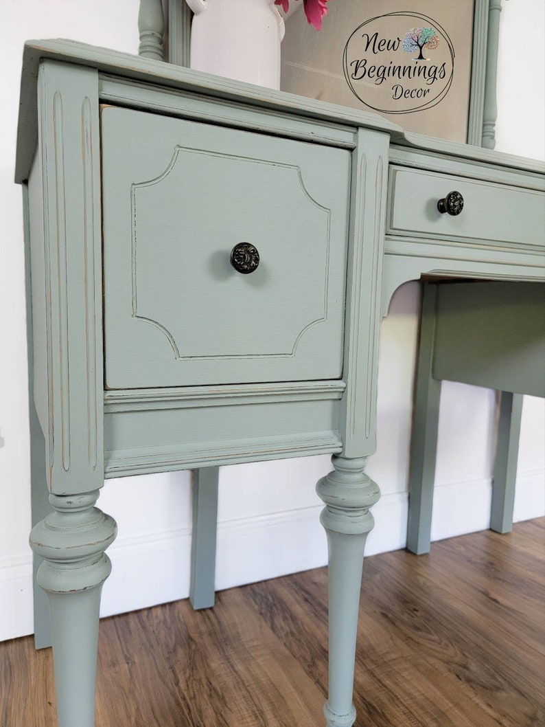Sold....painted Antique Makeup Vanity Table With - Etsy