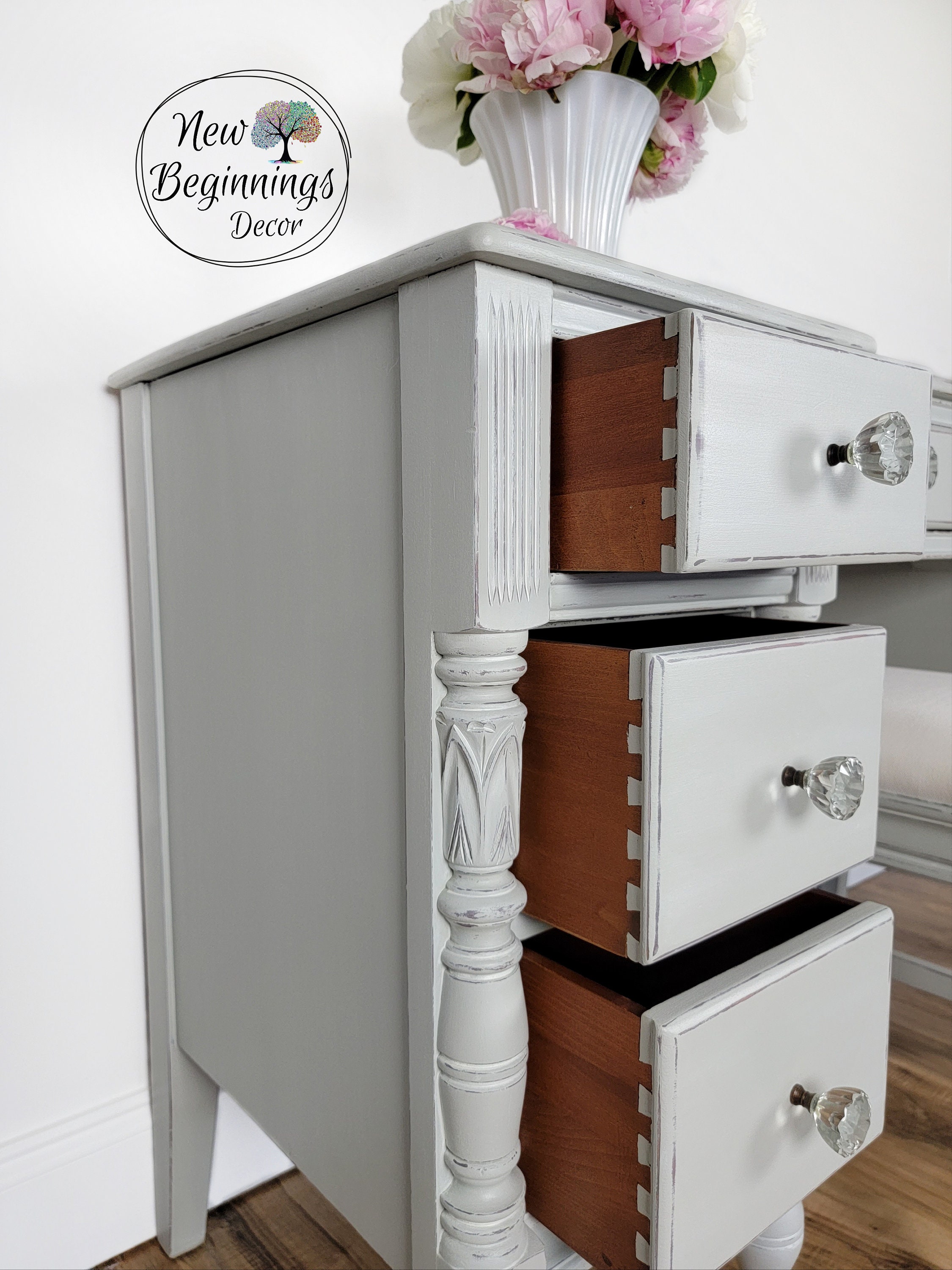 SOLD Example....chalk Painted Vintage Makeup Vanity With - Etsy