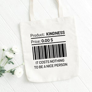 Canvas Tote Bag, Kindness Tote Bag, Market Bag, Canvas Shopping Bag ...