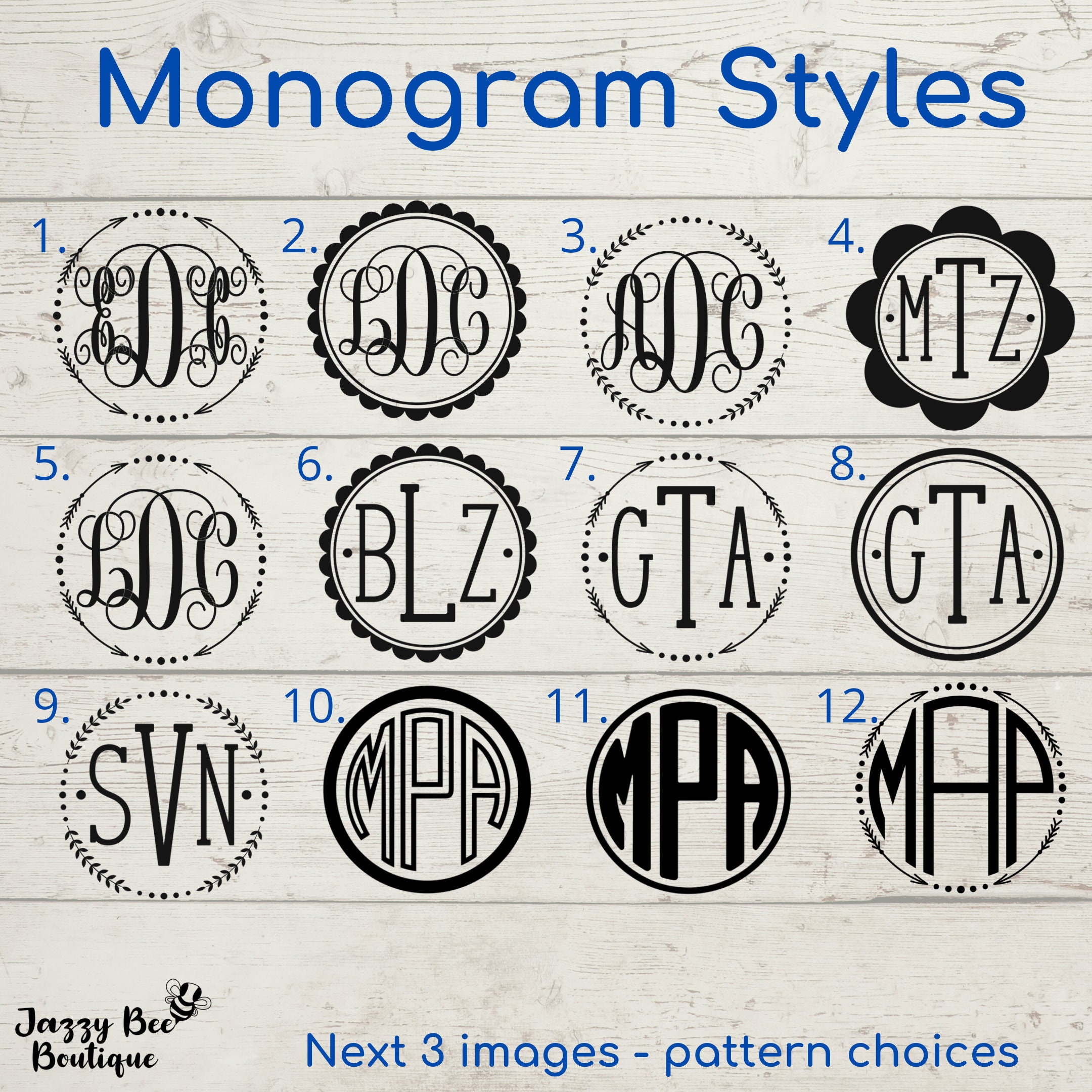Patterned Monogram Vinyl Decal - Vinyl Decal, Personalized Vinyl Decal ...