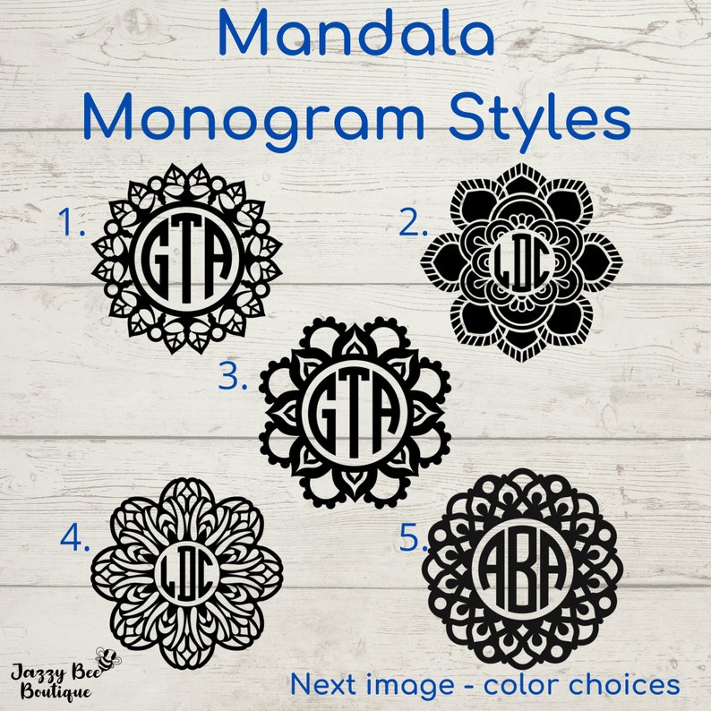 Mandala Monogram Decal Vinyl Monogram Decal Monogram - Etsy