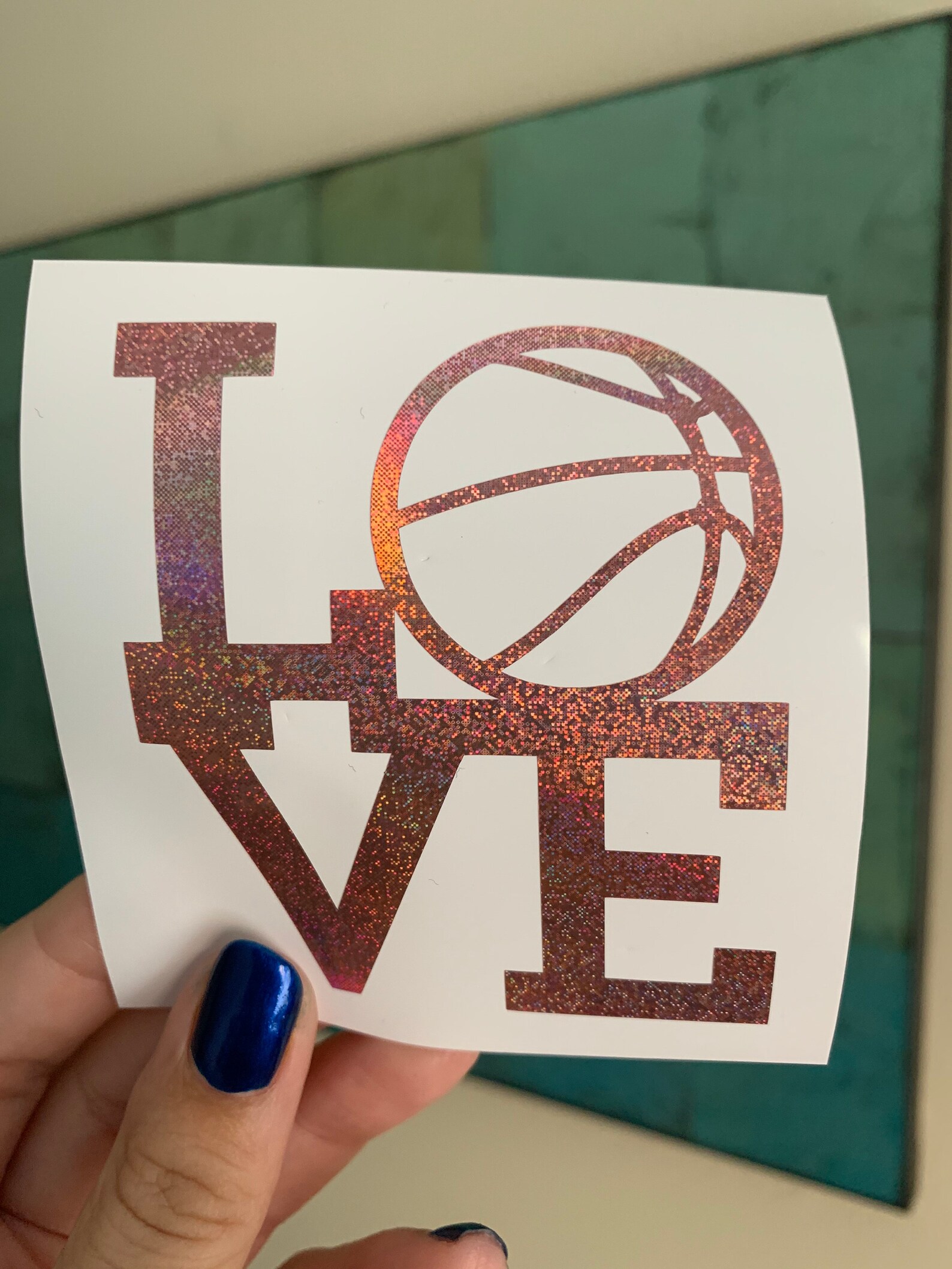 Holographic Basketball Love Vinyl Decal -basketball Decal, Sport Vinyl ...