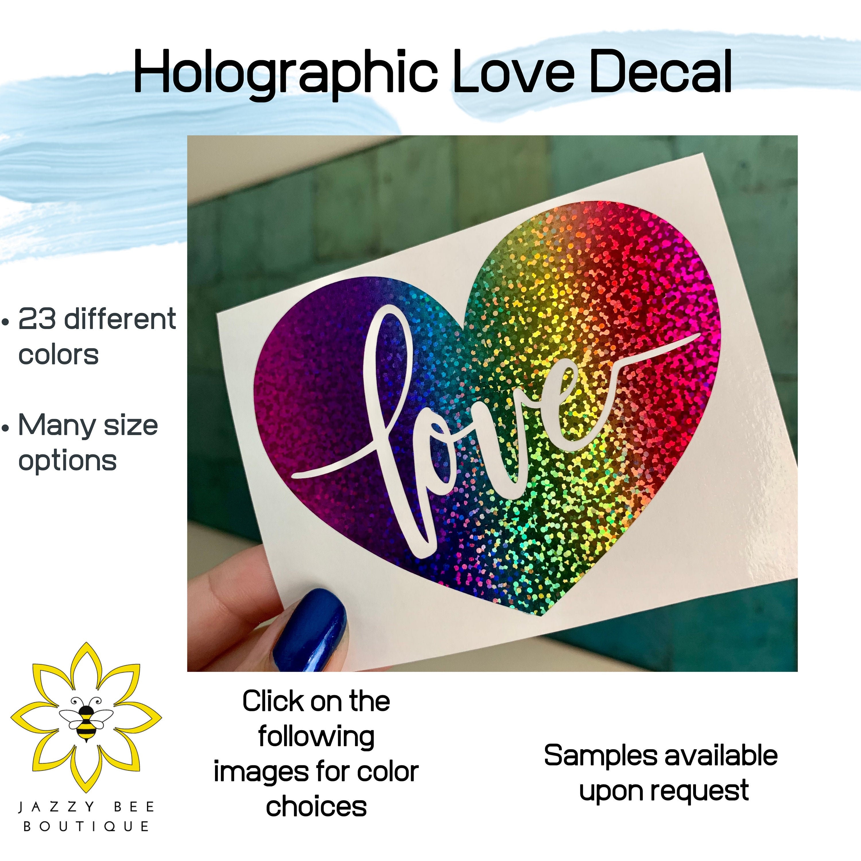 Holographic Love Vinyl Decal Heart decal love vinyl decal | Etsy