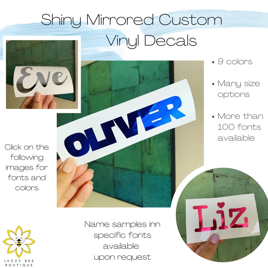Mirrored Custom Name Vinyl Decal - Vinyl Decal, Personalized Vinyl ...