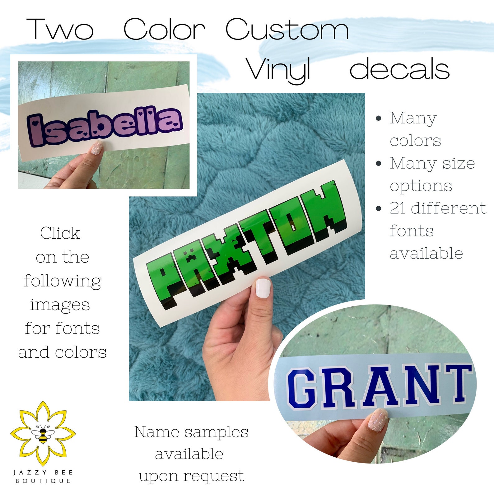 One Double Color Custom Name Vinyl Decal Vinyl Decal - Etsy