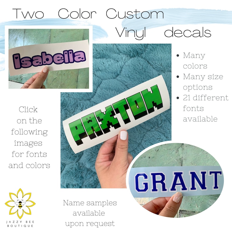 One Double Color Custom Name Vinyl Decal Vinyl Decal - Etsy