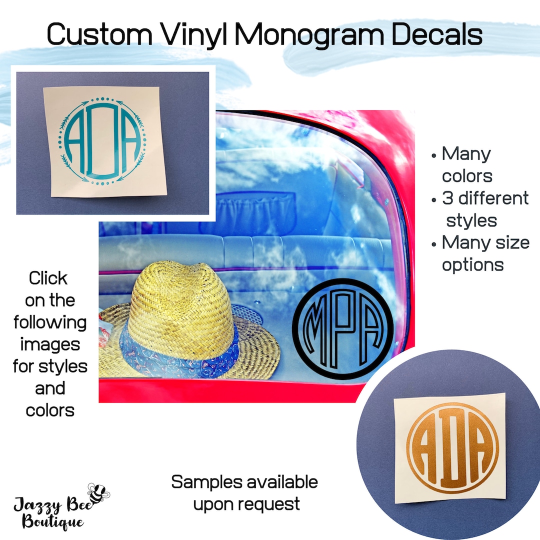 Monogram Decal - Vinyl Monogram Decal, Monogram Sticker, Monogram ...