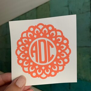 Mandala Monogram Decal - Vinyl Monogram Decal, Monogram Sticker ...