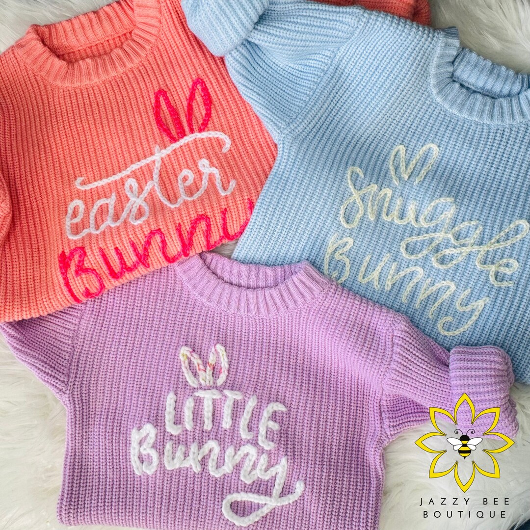Hand Embroidered Easter Sweater, Baby Sweater, Embroidered Toddler ...