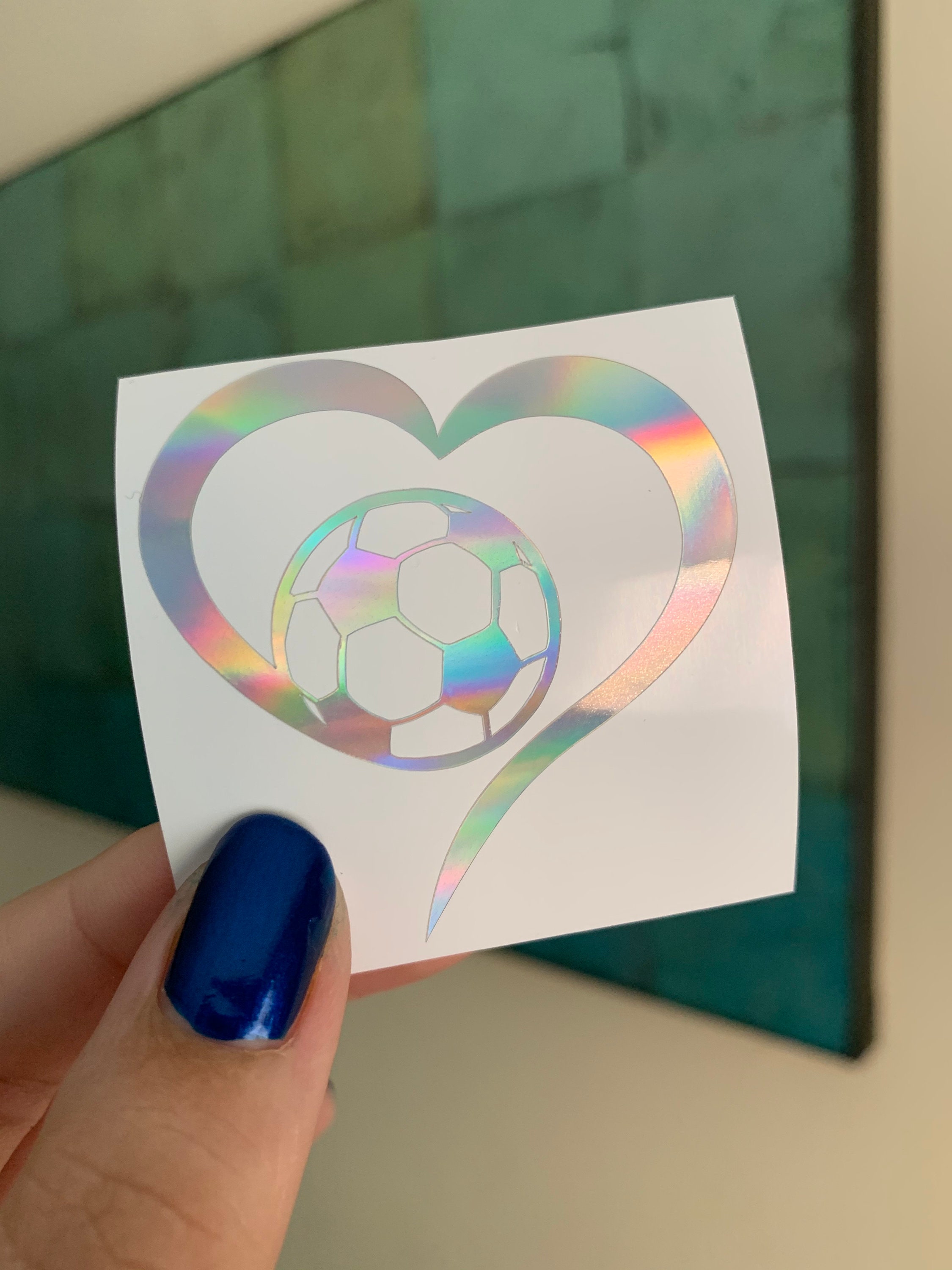 Holographic Soccer Heart Vinyl Decal Soccer decal Sport | Etsy