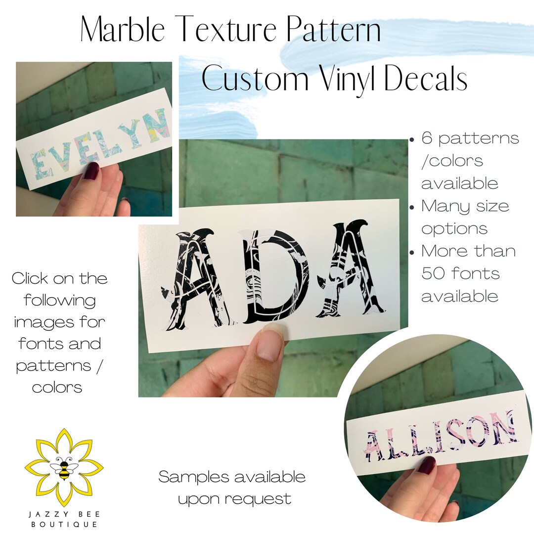 Marble Texture Pattern Name Vinyl Decal - Vinyl Decal, Personalized ...