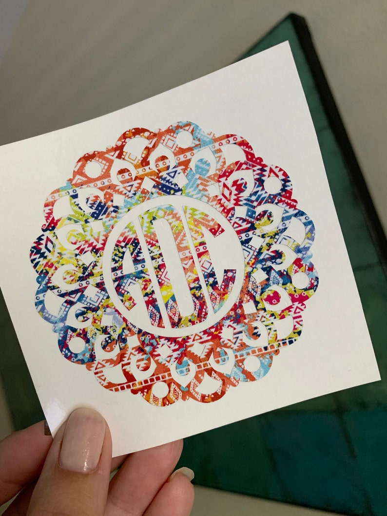 Patterned Mandala Monogram Vinyl Decal Vinyl Decal | Etsy
