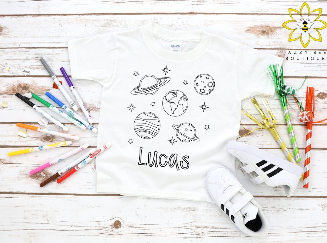 Custom Planets Coloring Shirt for Kids, Color Your Own Shirt ...