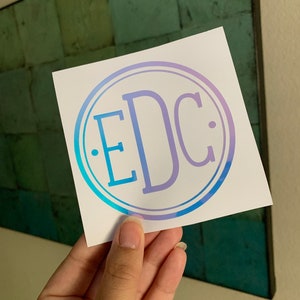 Holographic Monogram Decal - Vinyl Monogram Decal, Monogram Sticker ...
