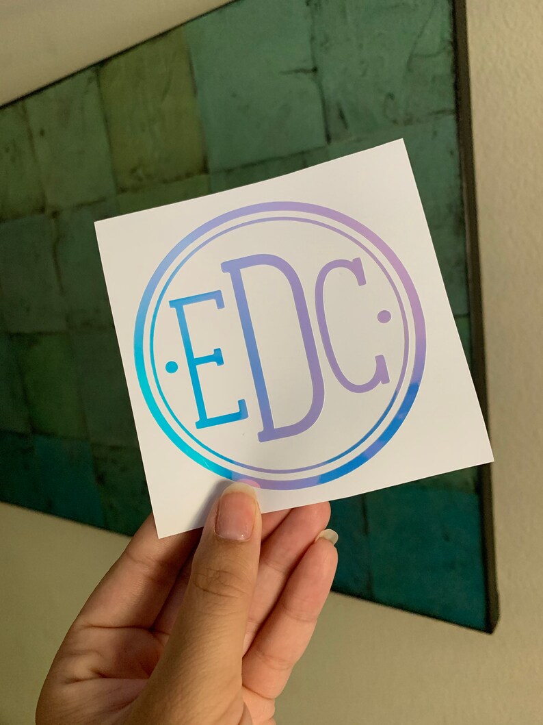 Holographic Monogram Decal - Vinyl Monogram Decal, Monogram Sticker ...