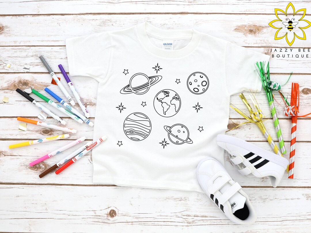 Custom Planets Coloring Shirt for Kids, Color Your Own Shirt, Coloring ...