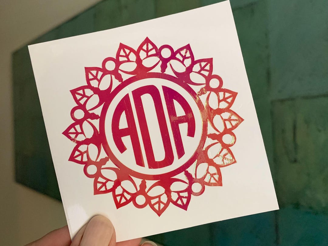 Holographic Mandala Monogram Decal - Vinyl Monogram Decal, Monogram ...