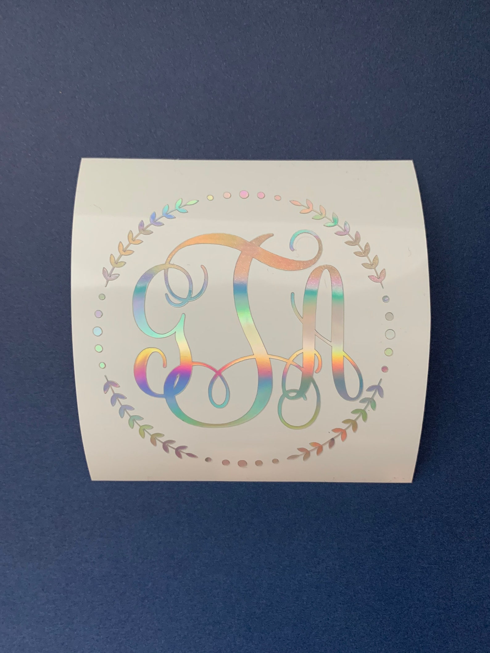 Holographic Monogram Decal Vinyl Monogram Decal Monogram - Etsy
