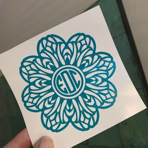 Mandala Monogram Decal - Vinyl Monogram Decal, Monogram Sticker ...
