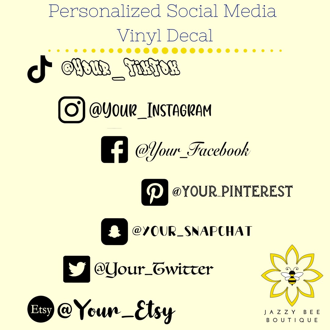 Personalized Social Media Car Decal instagram, Tiktok, Facebook ...