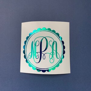 Holographic Monogram Decal - Vinyl Monogram Decal, Monogram Sticker ...