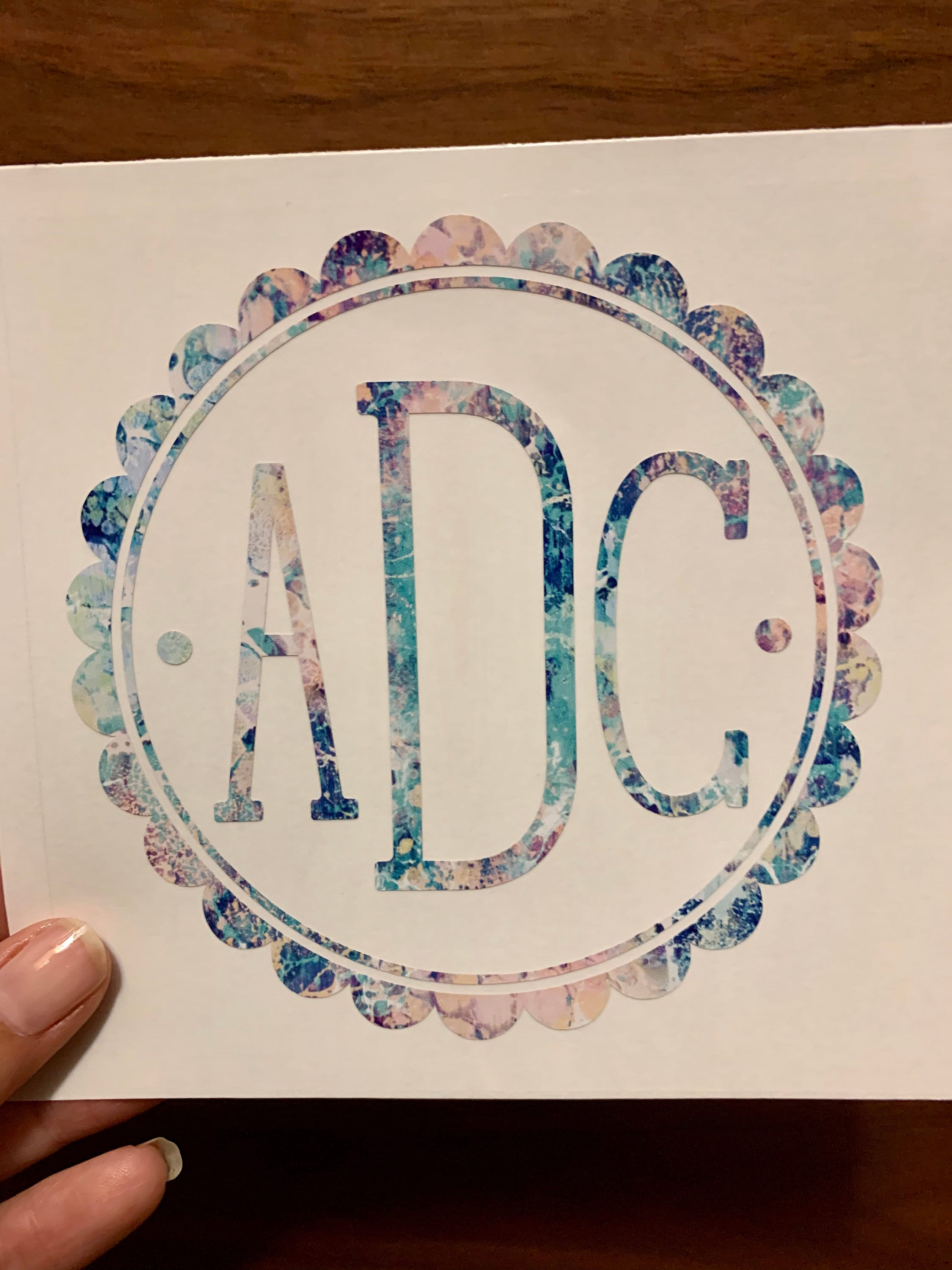Patterned Monogram Vinyl Decal - Vinyl Decal, Personalized Vinyl Decal ...